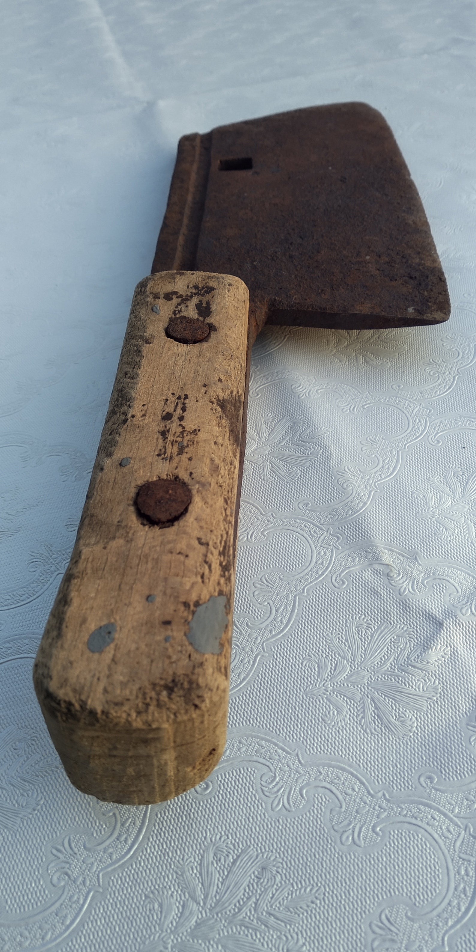 Vintage Cleaver Knife, Old Rusty Butcher Knife, Primitive Meat Chopper ...