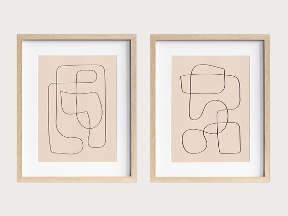 Line Art Prints Set of 2 Printable Wall Art A2 A3 A4 A5 | Etsy