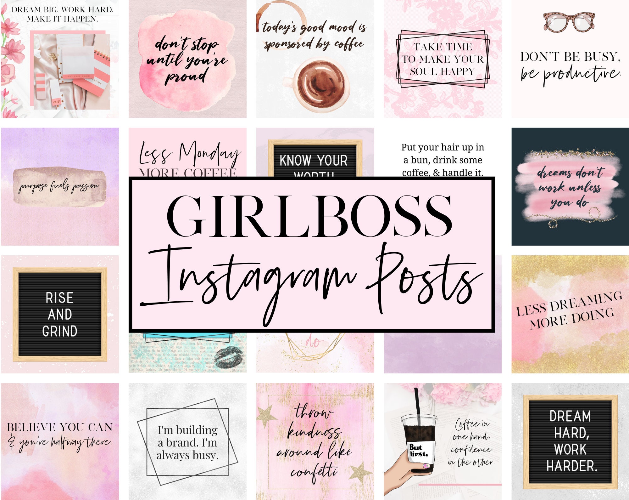 Girl Boss Quote Graphic Bundle Instagram Post Graphics for | Etsy