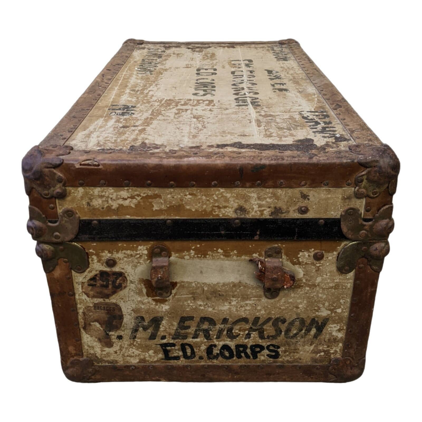 Antique Education Corps Foot Locker Chest - Etsy