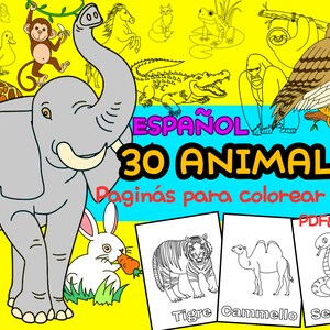 Español) 30 ANIMALES Páginas Para Colorear Vol.1 Para Niños ...