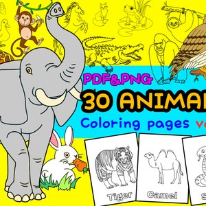 30 Animals Coloring Pages Vol.1 for Kids/toddlers/preschools(english ...
