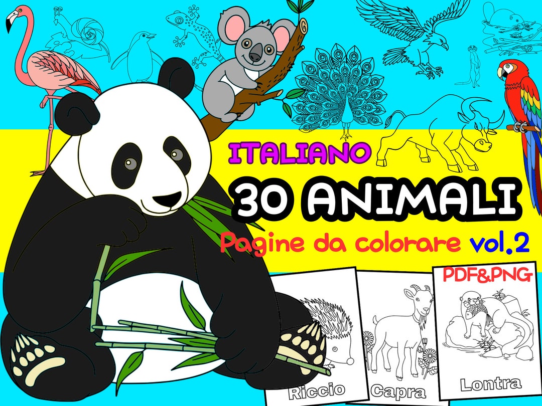 Italiano) 30 ANIMALI Pagine Da Colorare Vol.2 per Bambini/scuole Dell ...