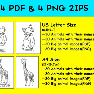 30 Animals Coloring Pages Vol.1 for Kids/toddlers/preschools(english ...