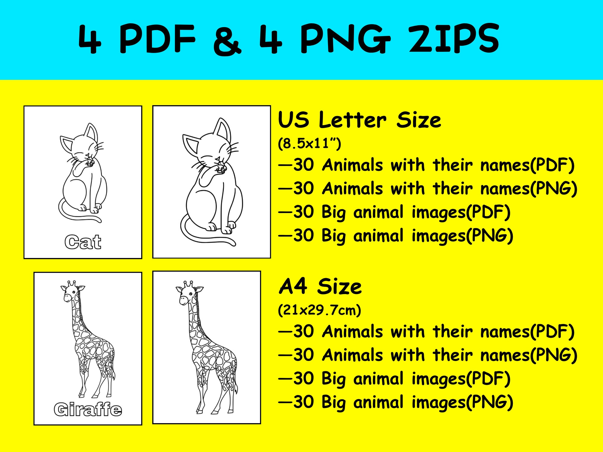 30 Animals Coloring Pages Vol.1 for Kids/toddlers/preschools(english ...