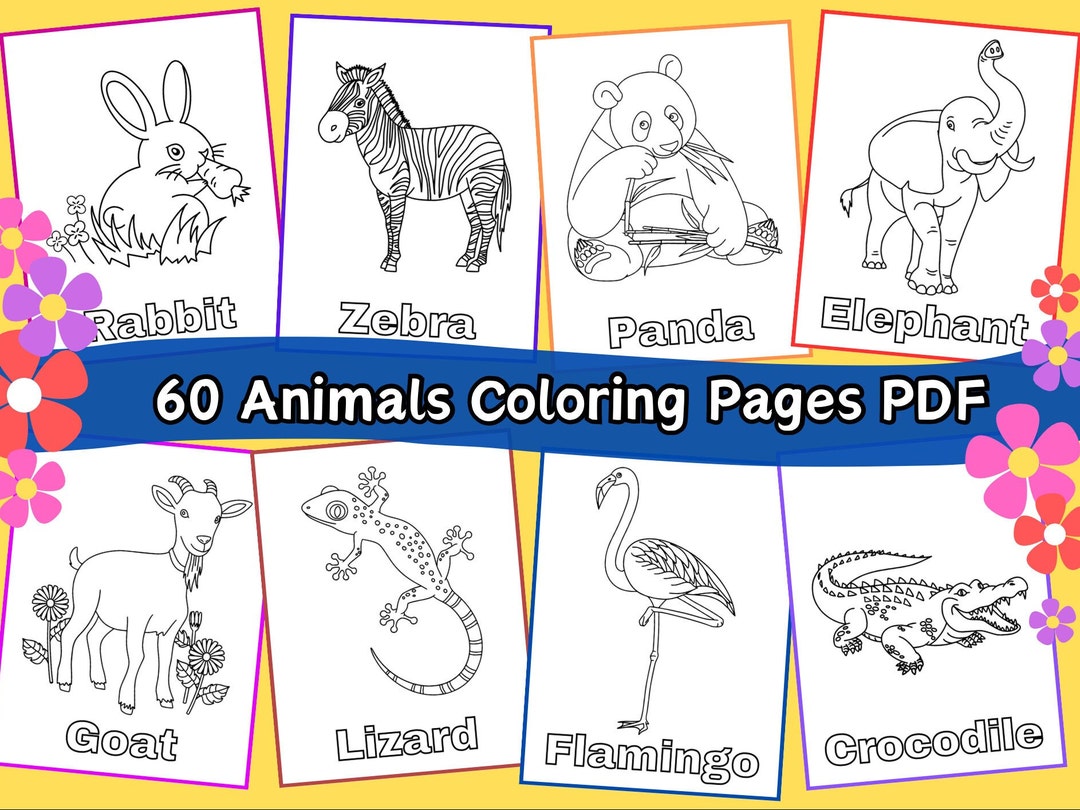 60 Animals PDF Printable Coloring Pages for Kids/toddlers ...