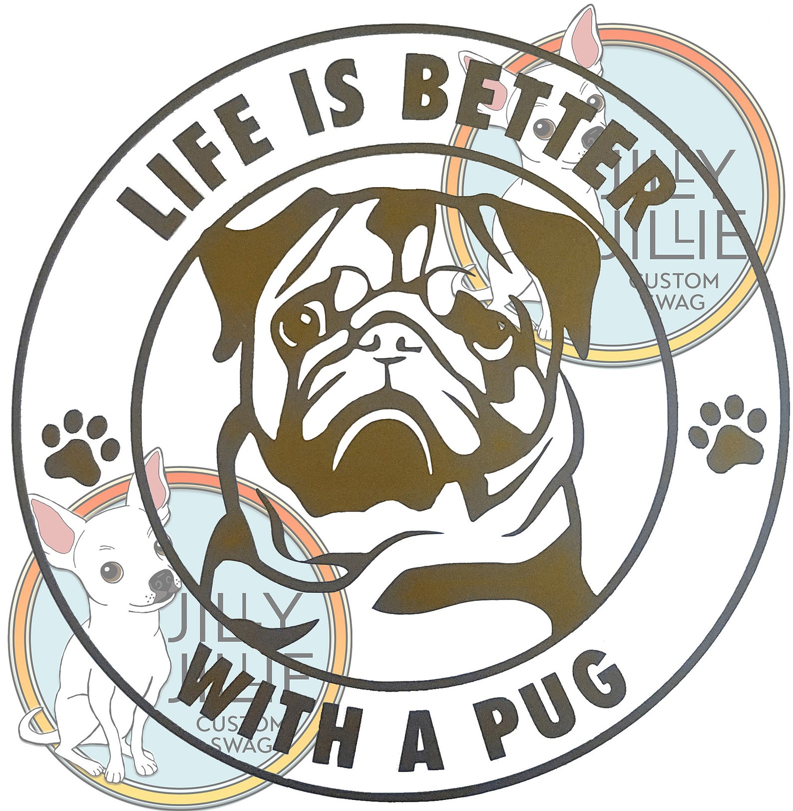 Personalized Life is Better With A Pug Vinyl Decal - Etsy