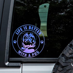 Personalized Life is Better With A Pug Vinyl Decal, Indoor/outdoor ...