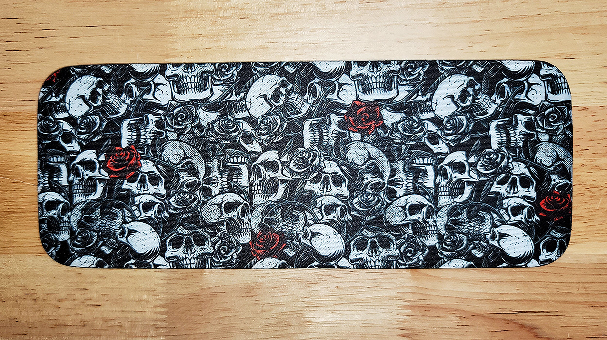 Grayscale Skulls & Roses Slap Wrap Beverage Cooler. Personalization ...