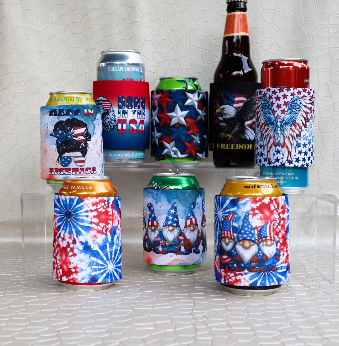 July 4th Drink Slap Wrap Can Coolers, Beverage Insulators, Personalize ...