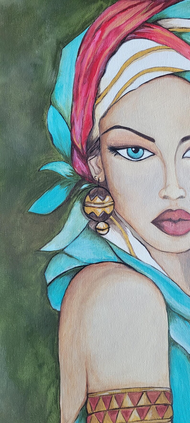 Hand Painted Picture of Woman Testa Di Moro "sicilian Symbol" - Etsy
