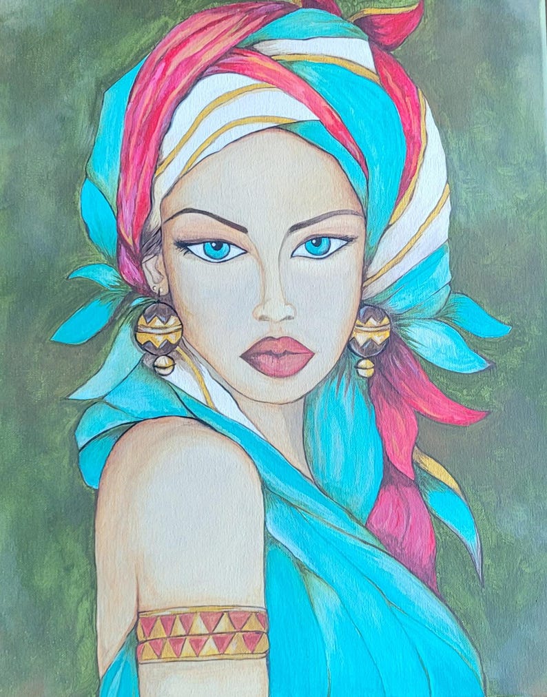 Hand Painted Picture of Woman Testa Di Moro "sicilian Symbol" - Etsy