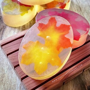 Jasmine and Honeysuckle Handmade Glycerin Soaps With Silk Maple Leaves | Gift for Her | Autumn ...