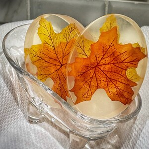 Jasmine and Honeysuckle Handmade Glycerin Soaps With Silk Maple Leaves | Gift for Her | Autumn ...
