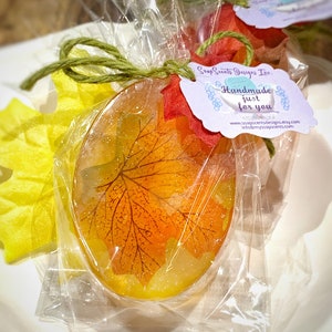 Jasmine and Honeysuckle Handmade Glycerin Soaps With Silk Maple Leaves | Gift for Her | Autumn ...