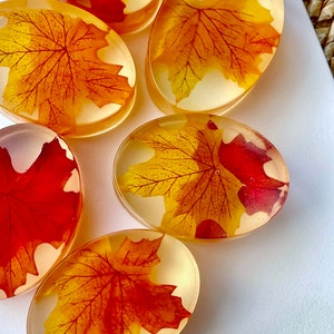 Jasmine and Honeysuckle Handmade Glycerin Soaps With Silk Maple Leaves | Gift for Her | Autumn ...