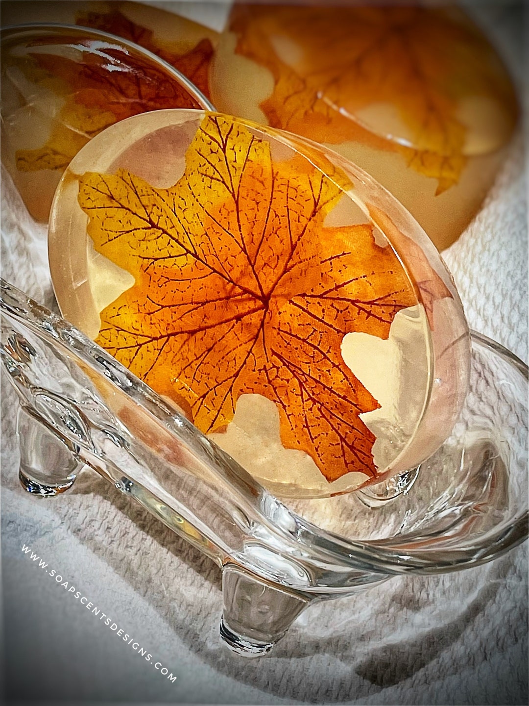 Jasmine and Honeysuckle Handmade Glycerin Soaps With Silk Maple Leaves ...