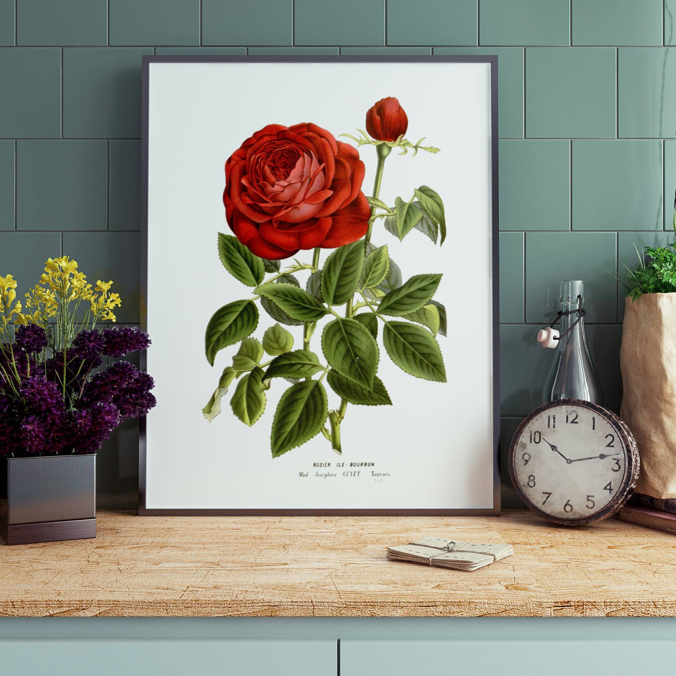 Red Rose Wall Art Instant Download - Etsy