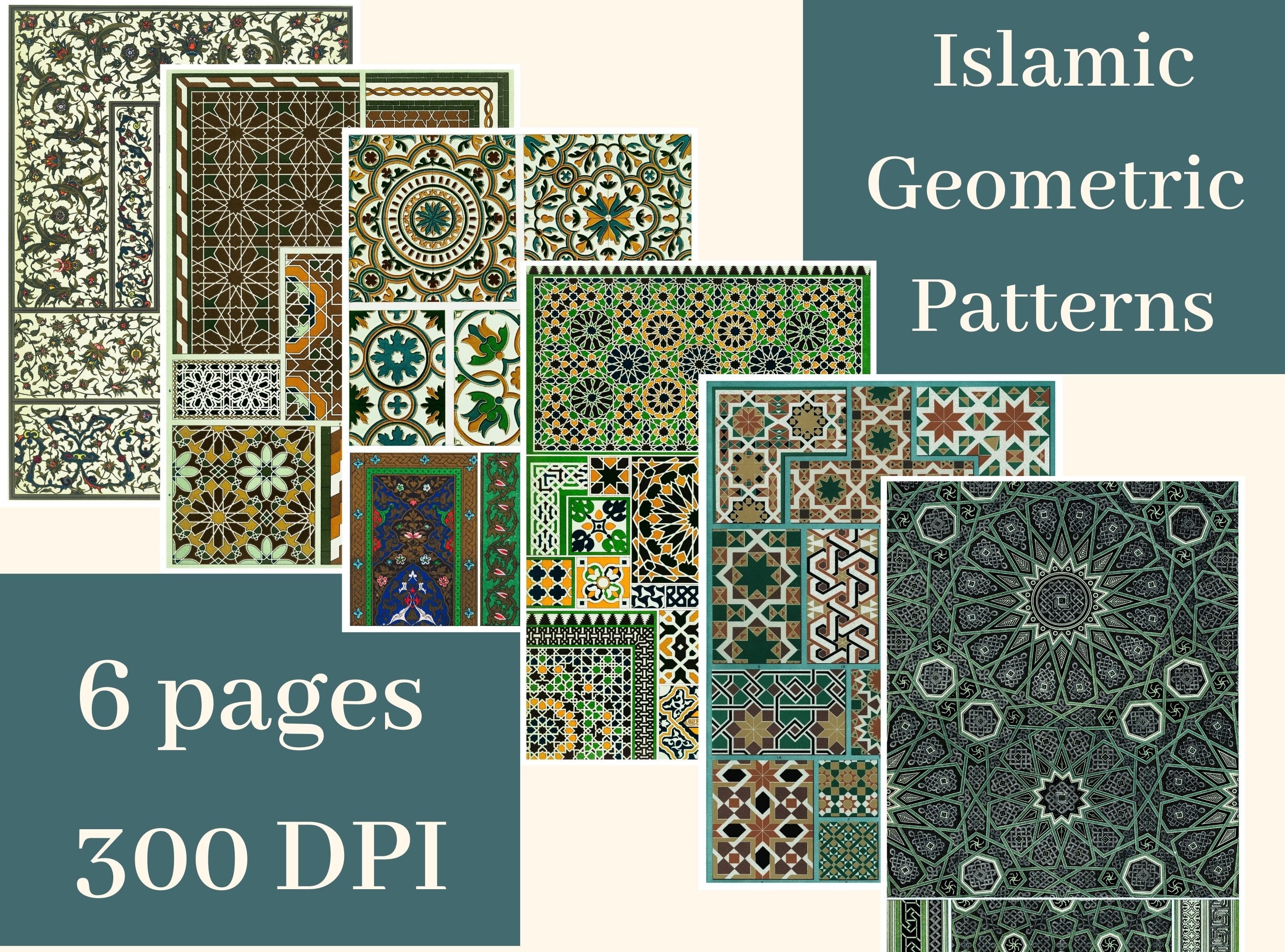 Islamic Geometric Digital Paper Pack | Moroccan Pattern Collage Papers ...