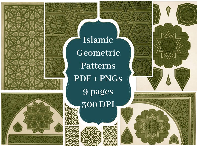 Islamic Pattern Digital Paper Pack | Islamic Geometric Printable Papers ...