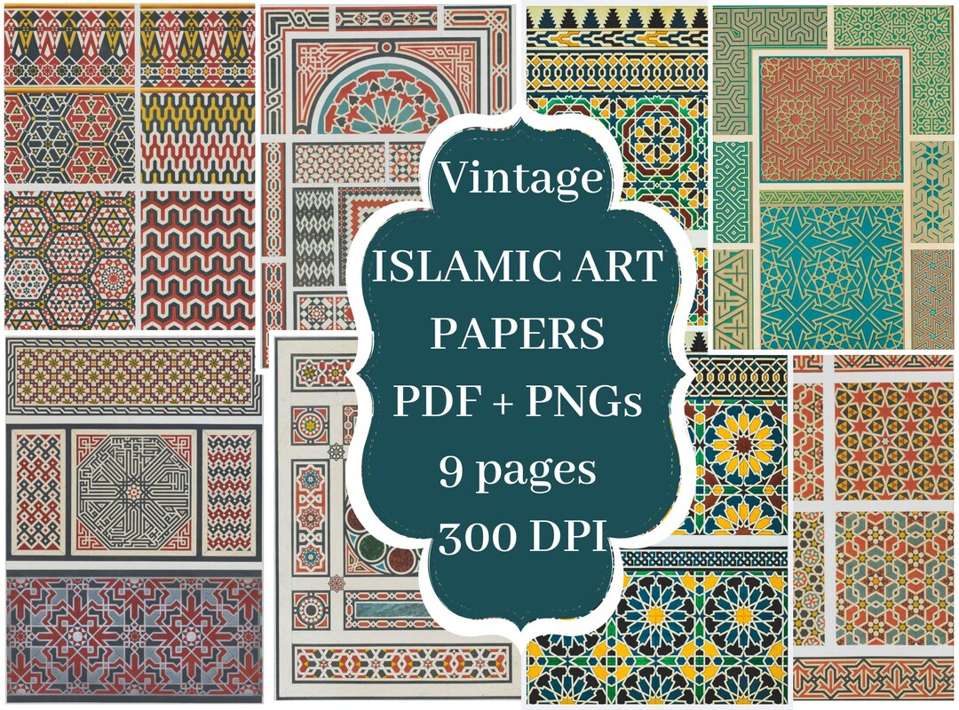 Islamic Pattern Digital Paper Pack | Vintage Islamic Art Printable ...