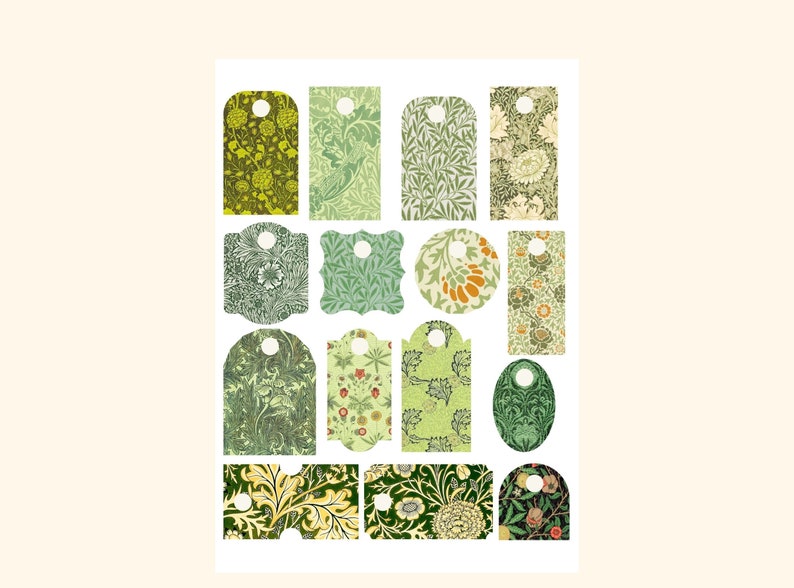 William Morris Tags William Morris Ephemera William Morris Printable ...
