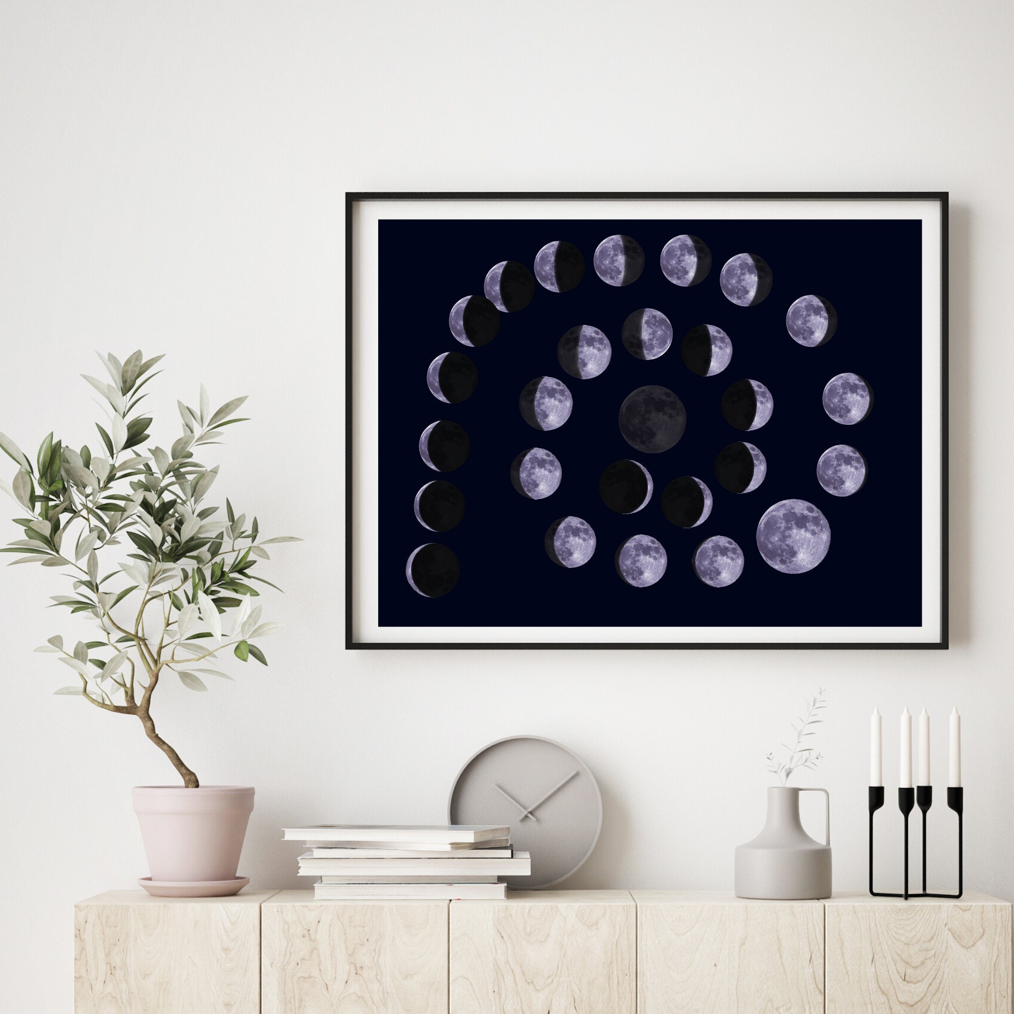 Phases of the Moon Art Moon Phases Wall Art - Etsy