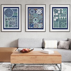 Islamic Poster Wall Art Set of 3 | Blue Islamic Pattern - Etsy UK