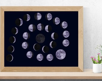 Moon Phases Wall Hanging, Space Art, Moon Phases Wall Art, Astronomy ...