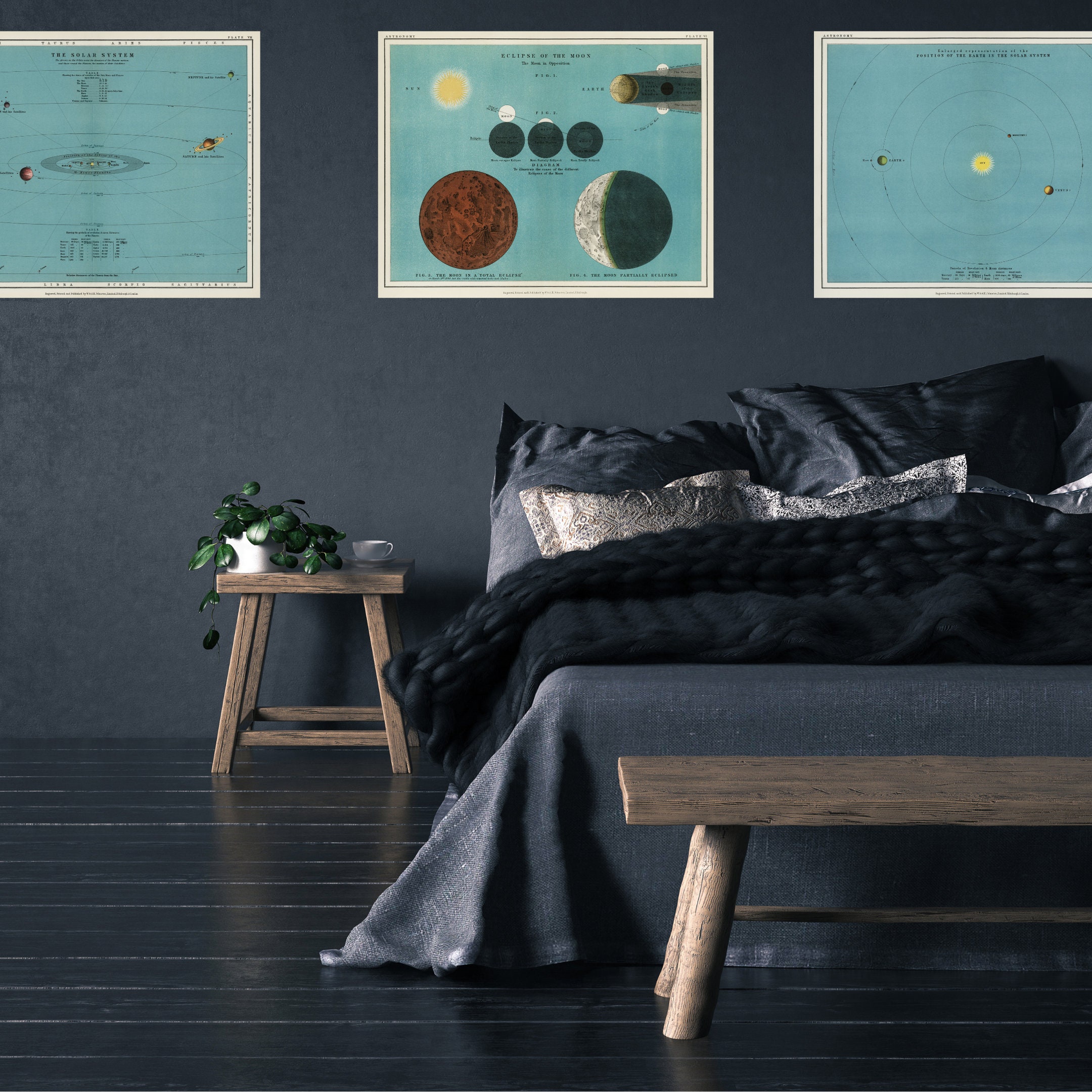 Astronomy Decor Lunar Eclipse Chart Solar System Wall - Etsy