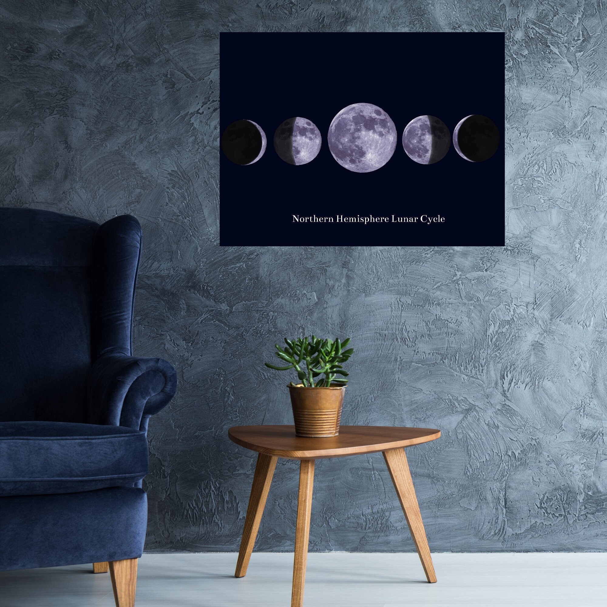 Phases of the Moon Print Northern Hemisphere Moon Phases Art - Etsy