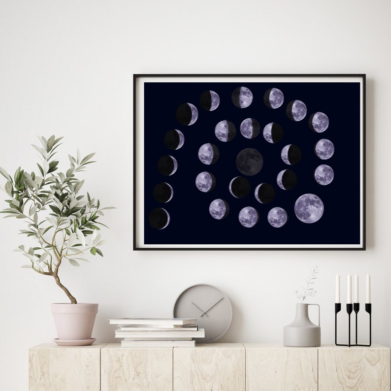 Moon Phases Art Moon Phases Poster - Etsy Singapore