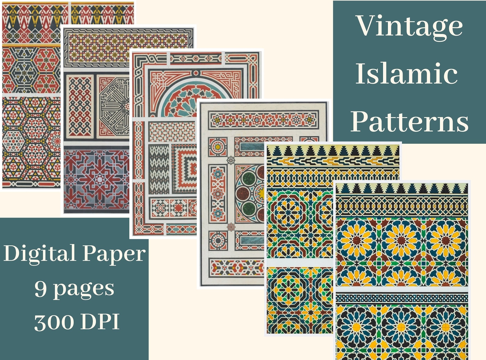 Islamic Pattern Digital Paper Pack | Islamic Geometric Art Printable ...