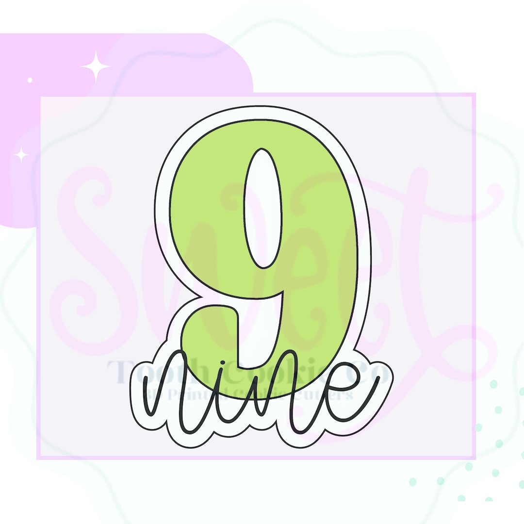 9 Cookie Cutter. Nine Cookie Cutter. Number 9 Hand Lettered Cookie ...