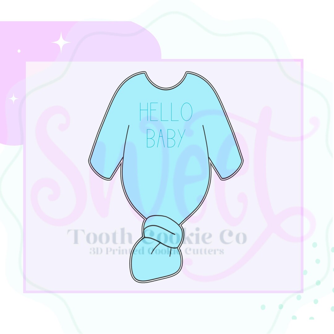 Skinny Knotted Sleeper Cookie Cutter. Knotted Sleeper Gown Cookie ...