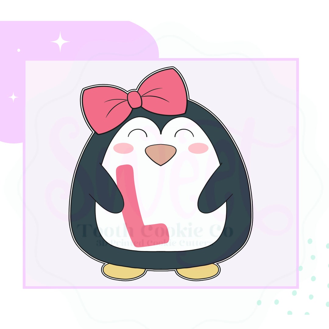 Penguin Cookie Cutter. Love Cookie Cutter. Valentine Penguin Cookie ...