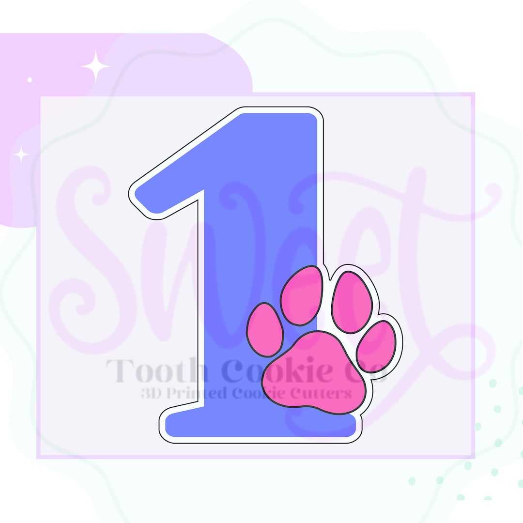 Number 1 Paw Print Cookie Cutter. Number 1 Cookie Cutter. Dog Paw Print ...