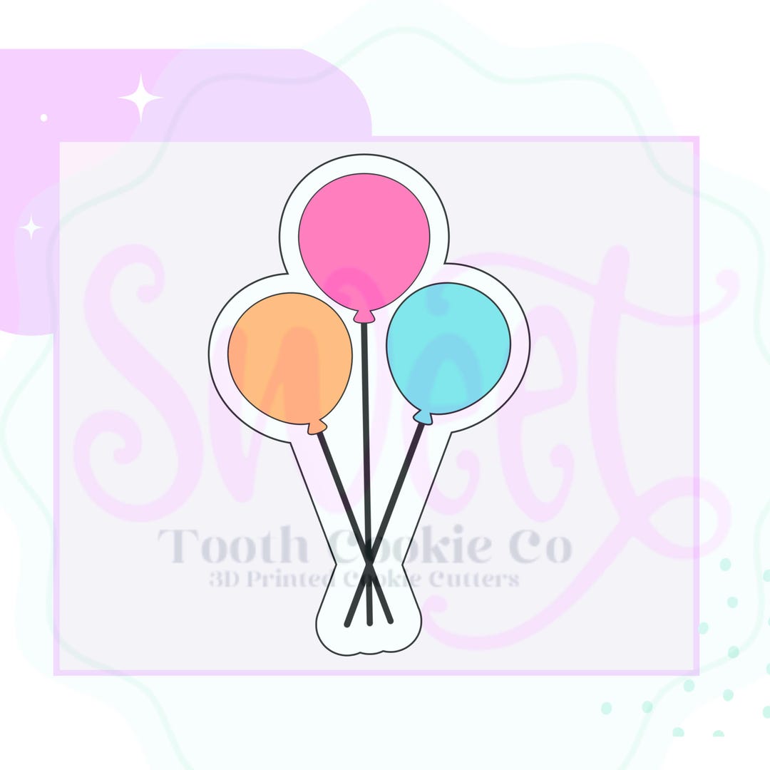 Balloon Cookie Cutter. 3 Balloons Cookie Cutter. Birthday Balloon ...