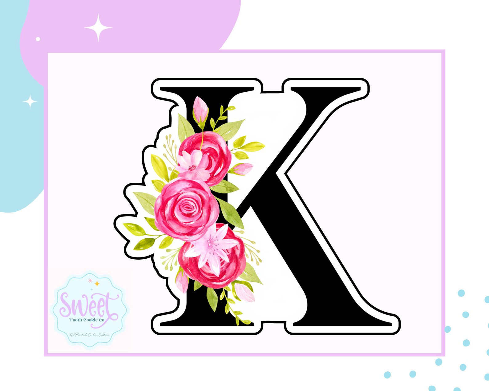 Floral K Cookie Cutter. K Cookie Cutter. Floral Letter Cookie Cutter ...