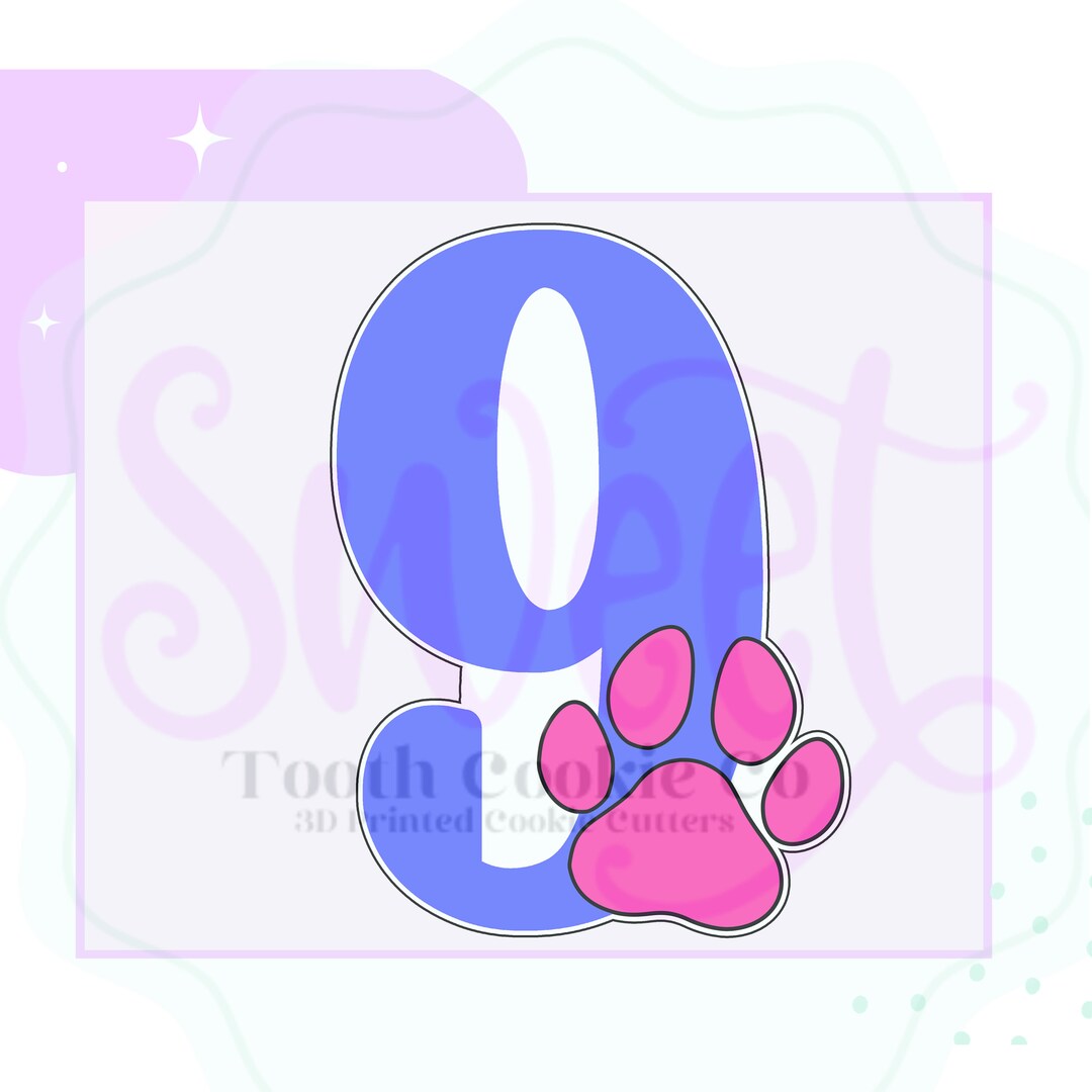 Number 9 Paw Print Cookie Cutter. Number 9 Cookie Cutter. Nine Cookie ...