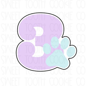 Number 3 Paw Print Cookie Cutter. Number 3 Cookie Cutter. Dog Paw Print ...