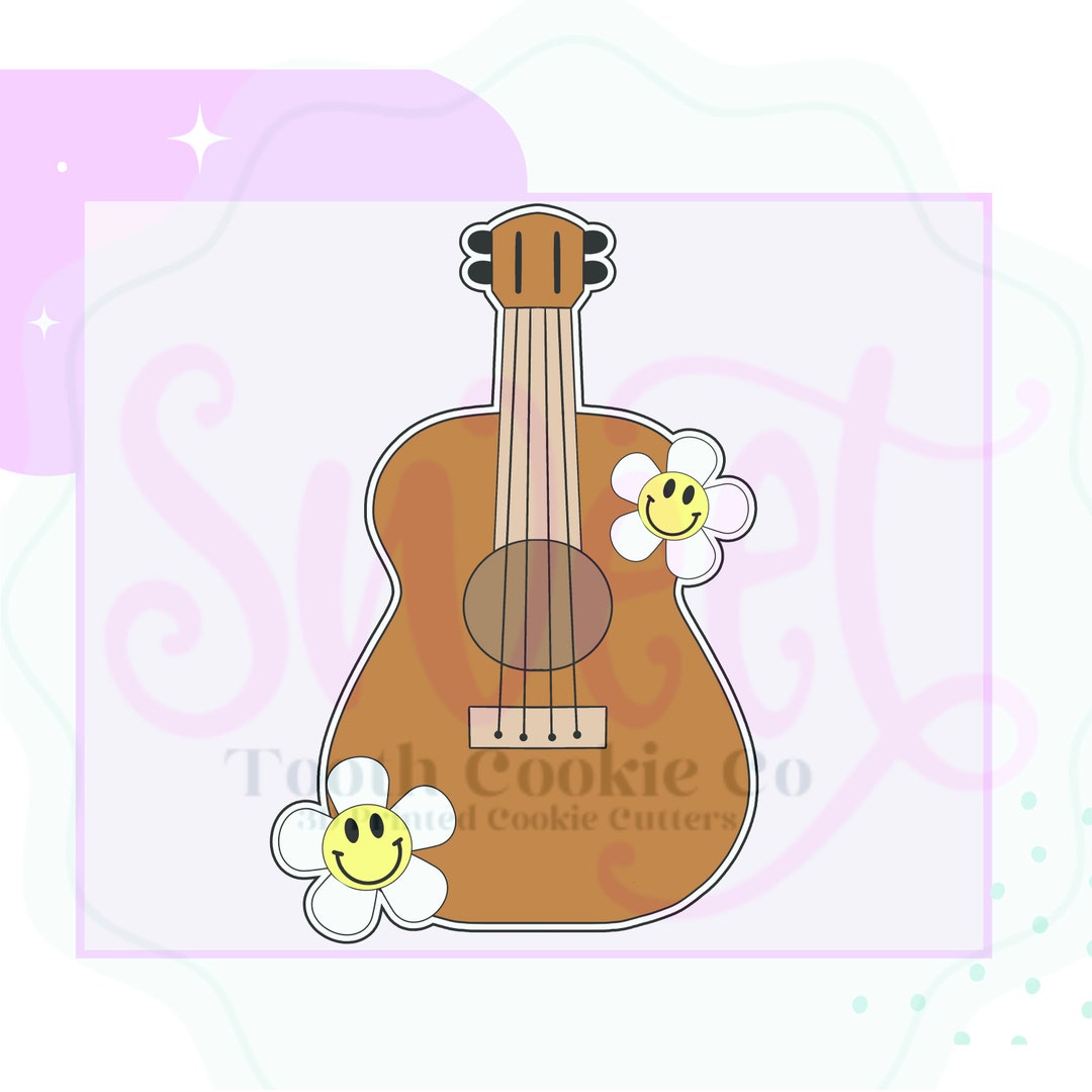 Floral Guitar Cookie Cutter. Music Cookie Cutter. Guitar Cookie Cutter ...