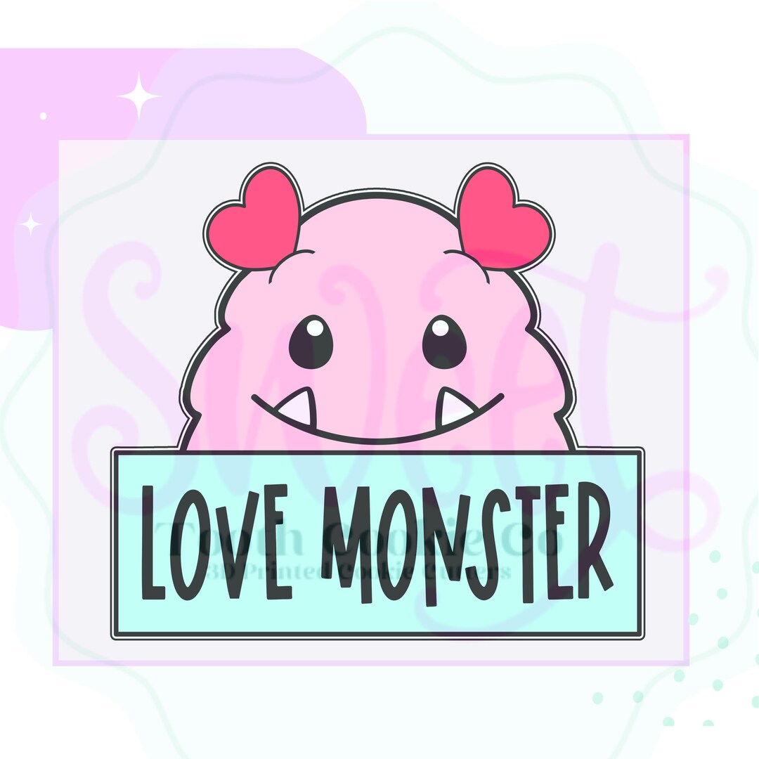 Love Monster Cookie Cutter. Valentine Monster Cookie Cutter. Heart Monster Cookie Cutter ...