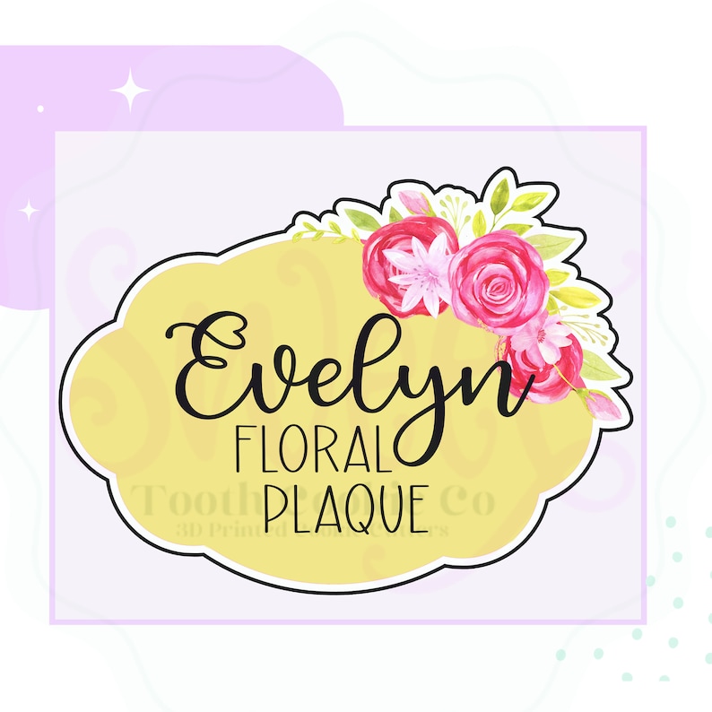 Floral Evelyn Plaque Cookie Cutter. Floral Plaque Cookie Cutter ...