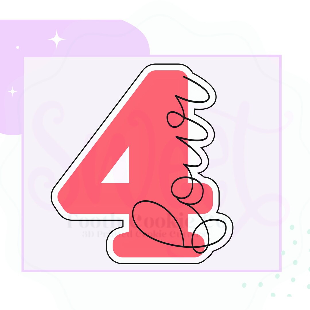 Number 4 Cookie Cutter. Number Four Cookie Cutter. 4 Cookie Cutter ...
