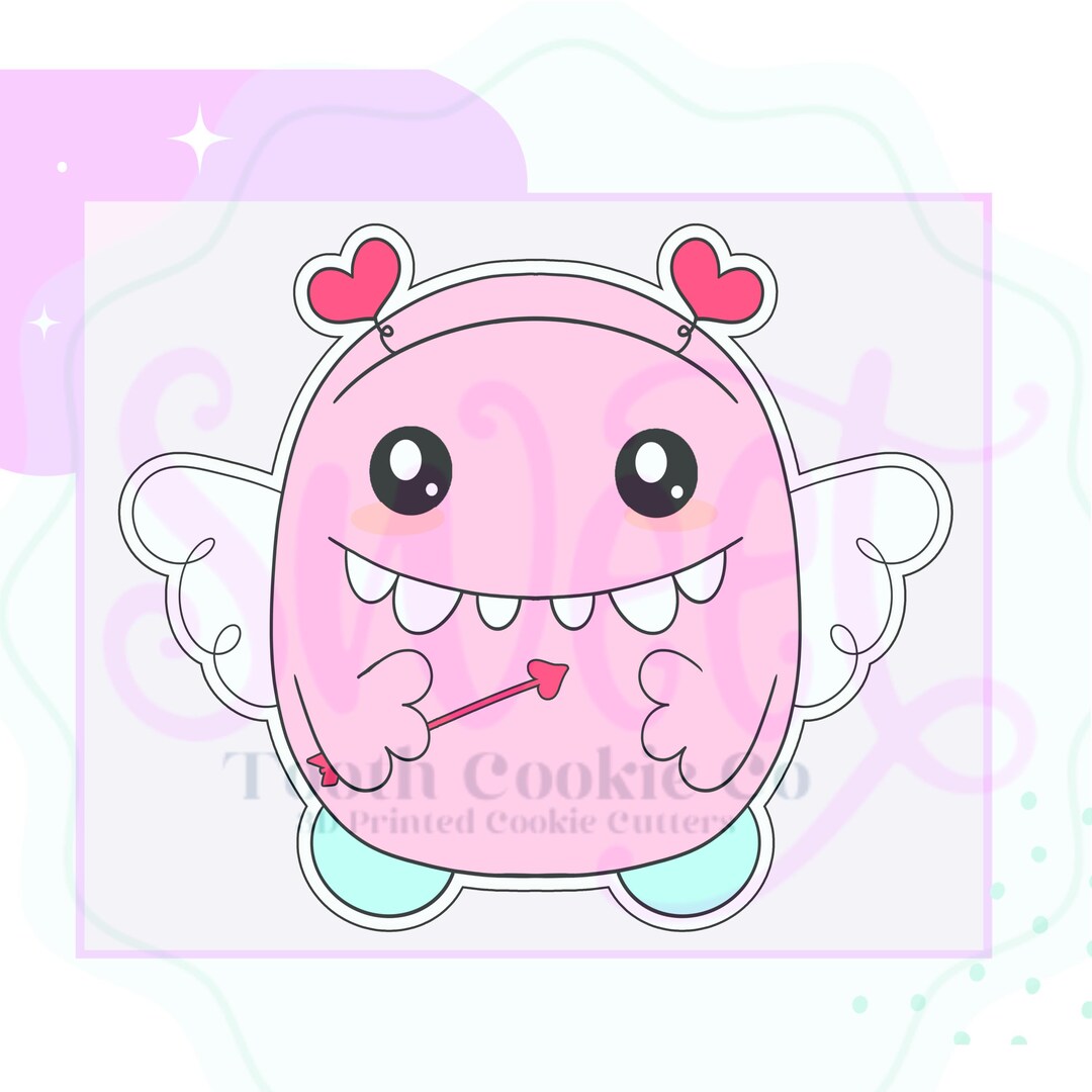 Cupid Cookie Cutter. Monster Cookie Cutter. Valentine Monster Cookie ...