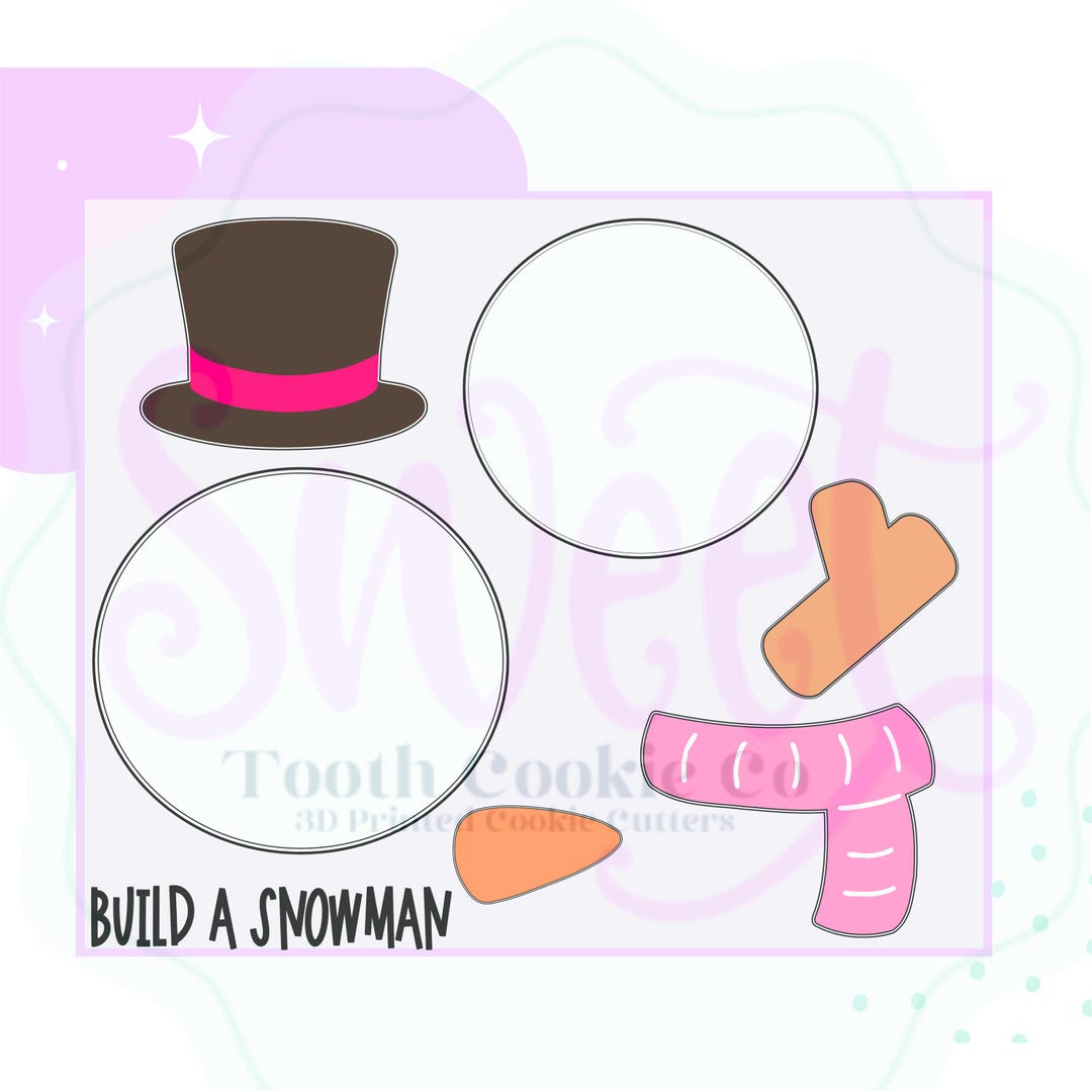 Build A Snowman Cookie Cutter. Snowman Cookie Cutter. Winter Cookie ...