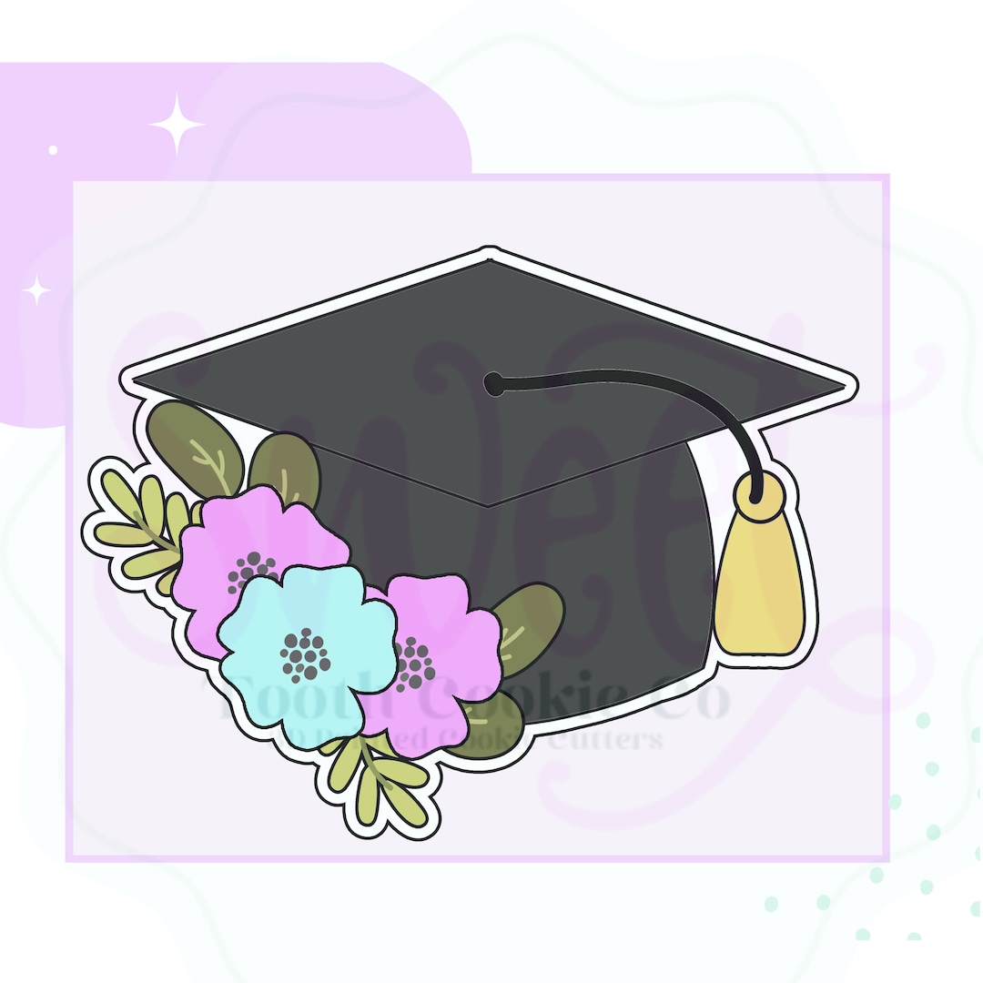 Graduation Floral Cap Cookie Cutter. Grad Cookie Cutter. Graduation ...