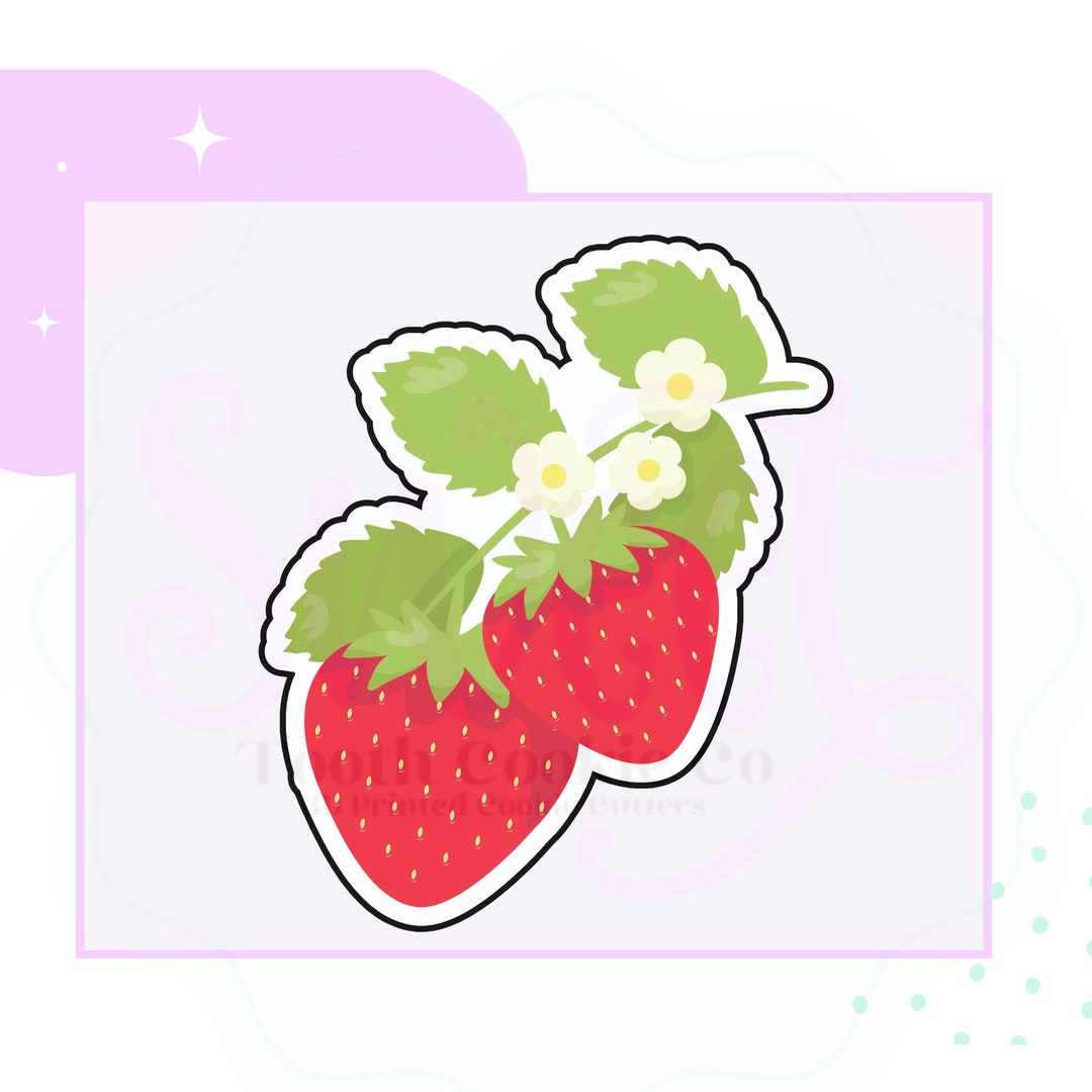 Strawberry Branch Cookie Cutter. Strawberry Cookie Cutter. Fruit Cookie ...