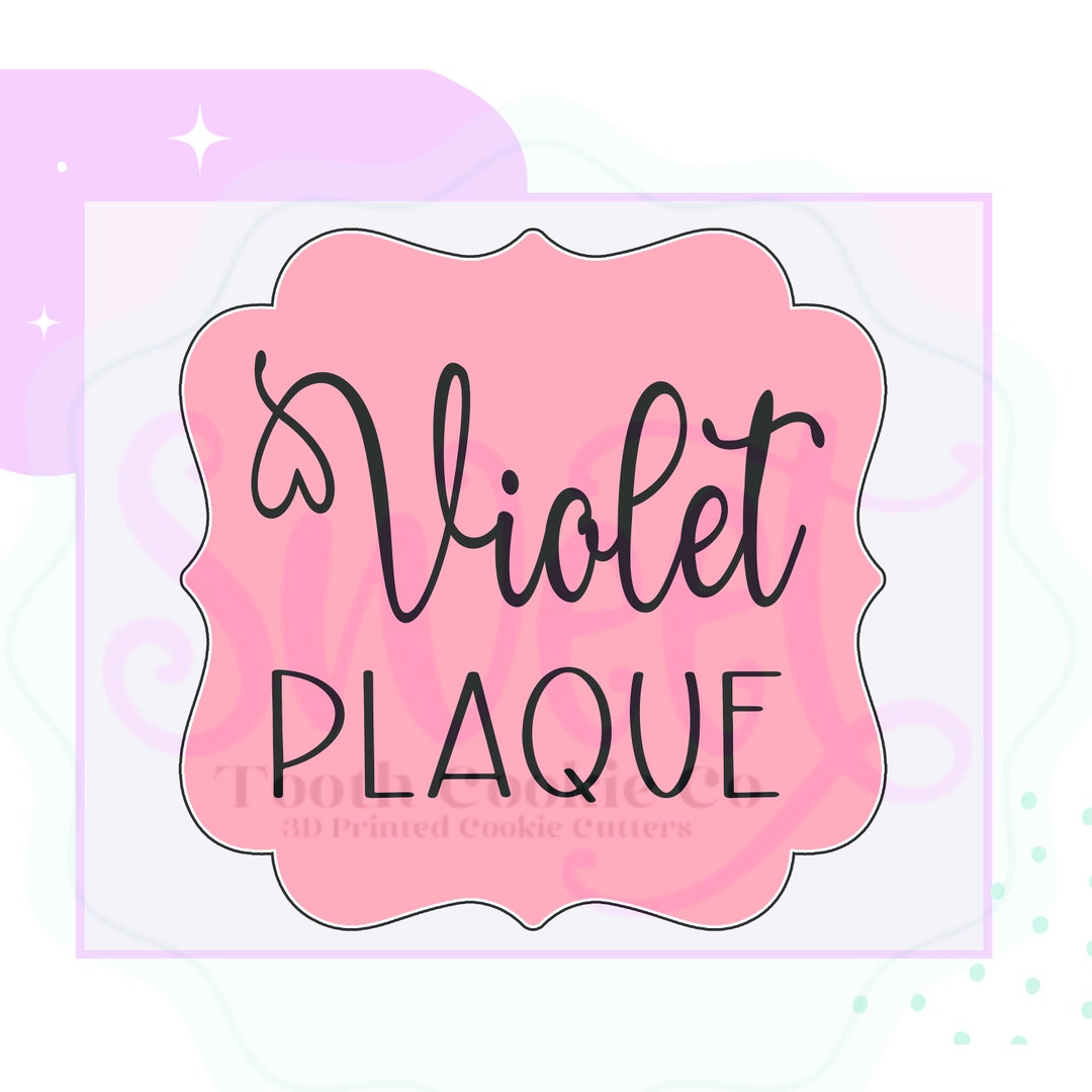 Violet Plaque Cookie Cutter. Plaque Cookie Cutter. Baby Shower Cookie ...